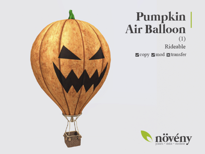 Second Life Marketplace - Noveny - Pumpkin Air Balloon - (1) Rideable